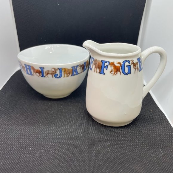 Dining | Abc Alphabet Animals Cream Pitcher And Open Sugar Bowl Made In ...
